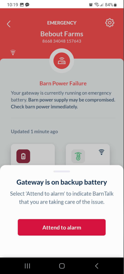 How to acknowledge an alarm in the mobile app